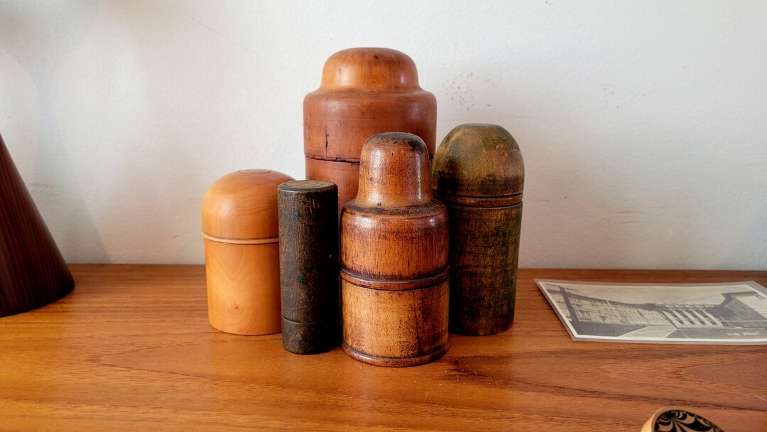 Apothecary Wooden Cannister Victorian Treen Collection Set Patina ...