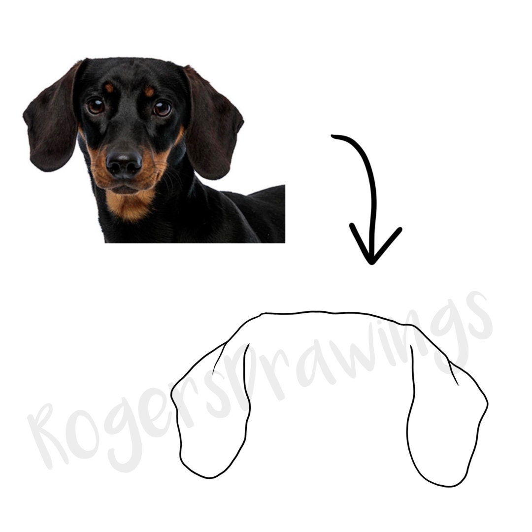 DIGITAL DOWNLOAD: Dachshund, Dog Ear Drawing, Dog Ear Tattoo ...