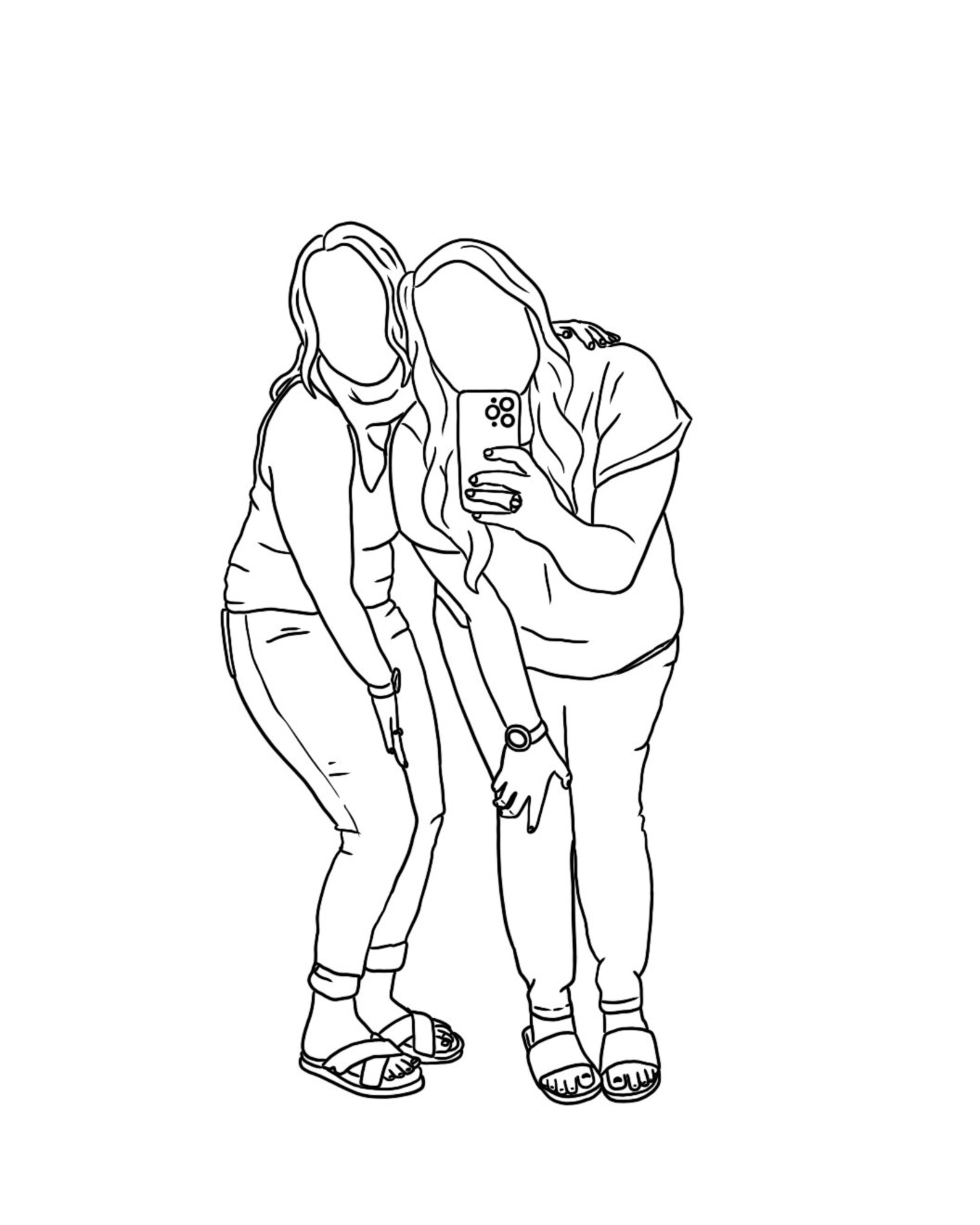 DIGITAL DOWNLOAD: Personalized Drawing, 2 People, Custom Portrait, Line ...