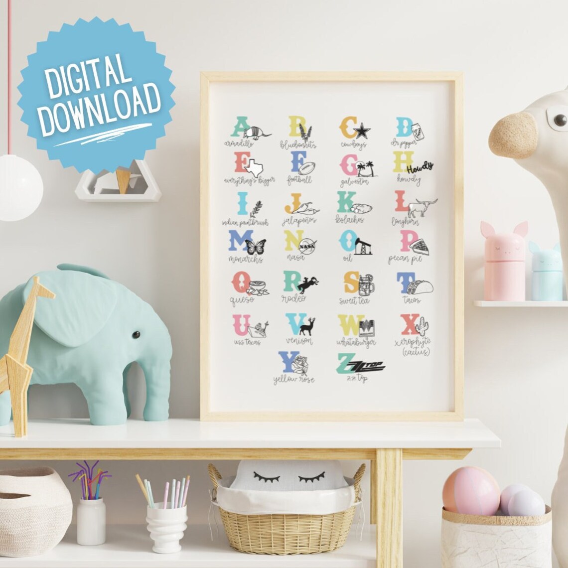 DIGITAL DOWNLOAD: Abcs of Texas, Texas ABC, Texas Alphabet, Texas Art ...