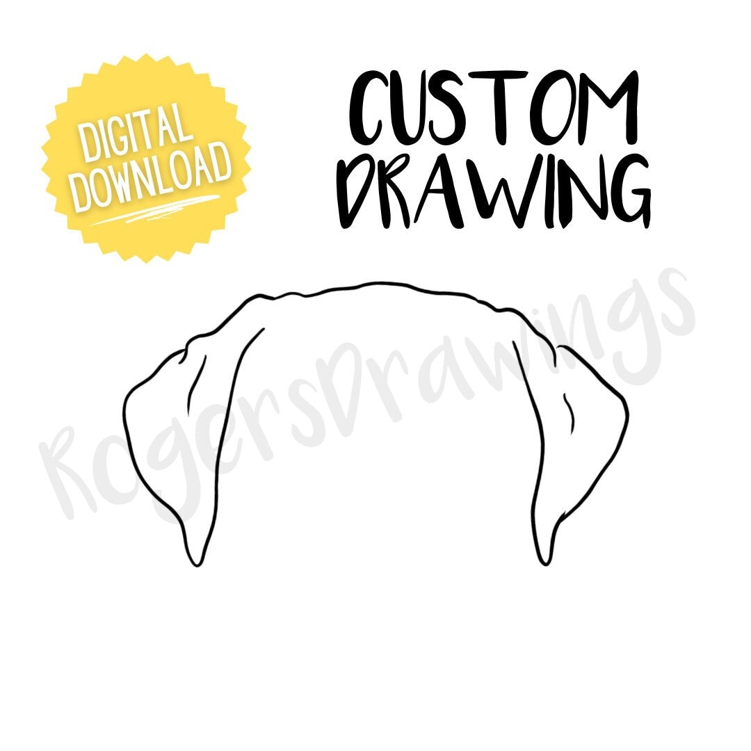 DIGITAL DOWNLOAD: Custom Dog Ear Drawing, Dog Ear Tattoo, Simplistic ...