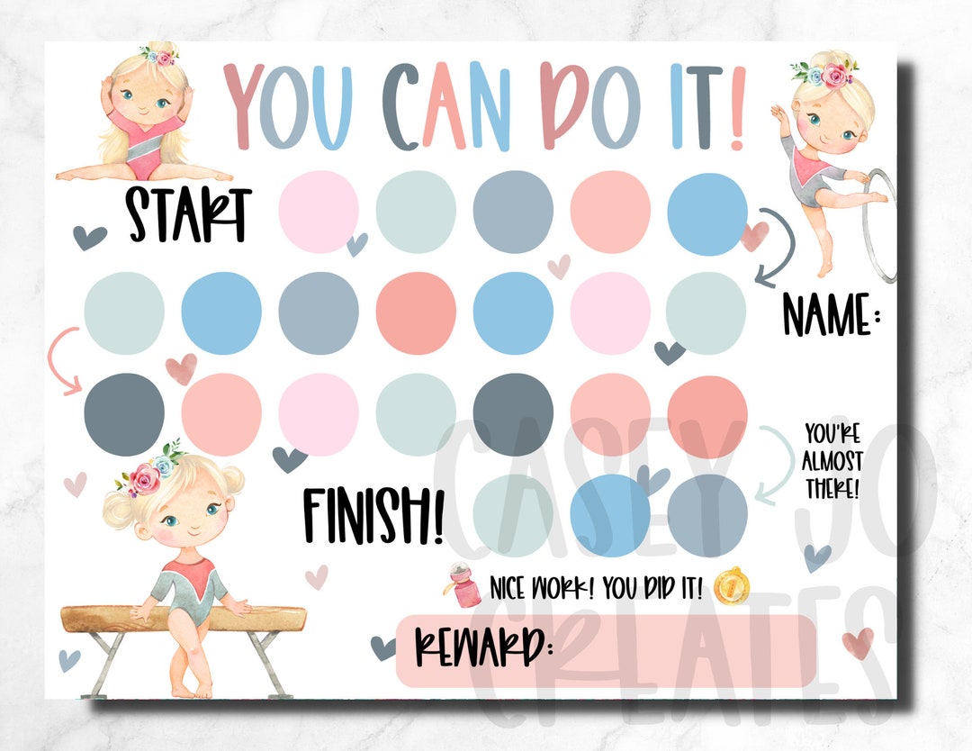 Gymnastics REWARD CHART, Preschool Printable Chart, Kids Chore Chart ...