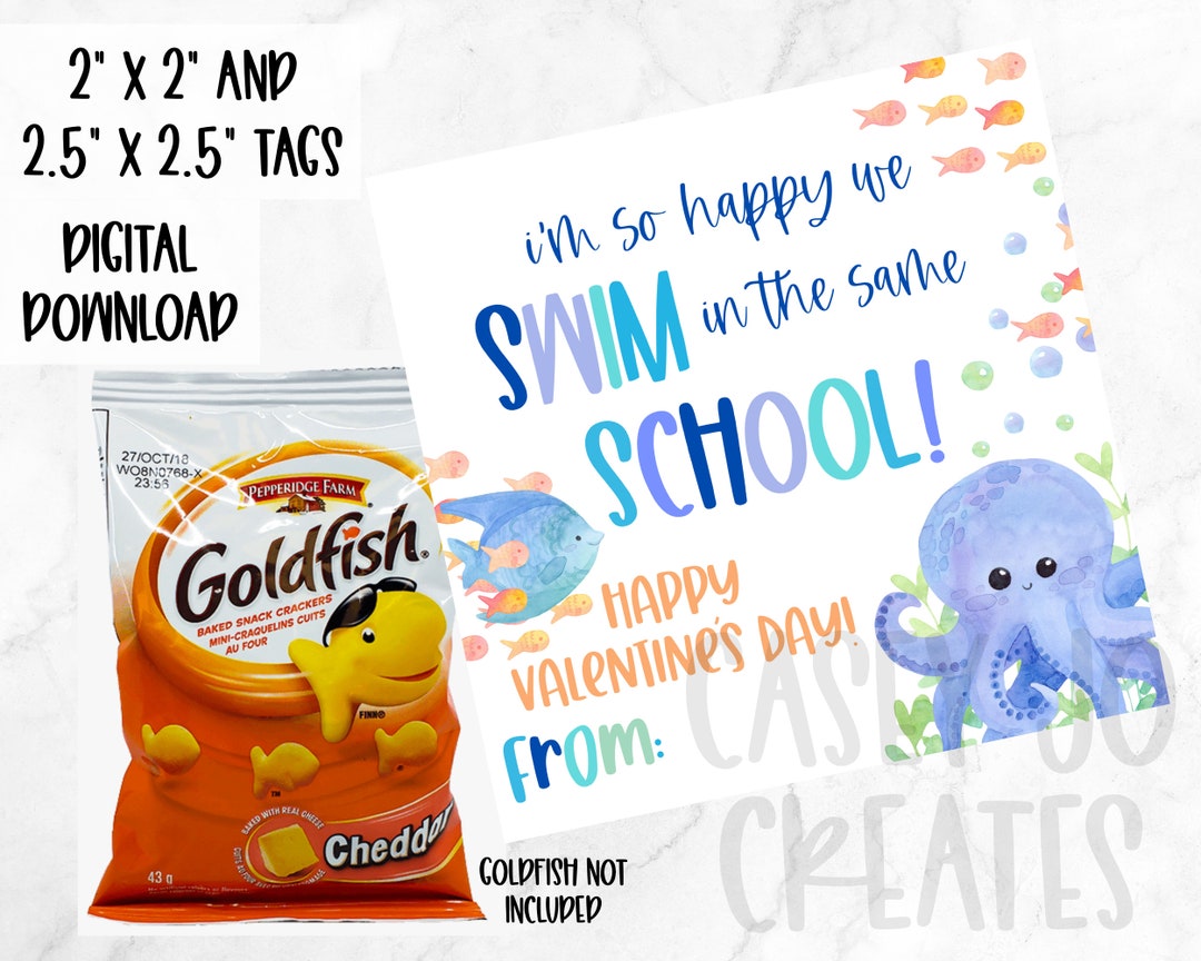 Goldfish Swim in the Same School Valentine's Day Printable Tags, Gift ...