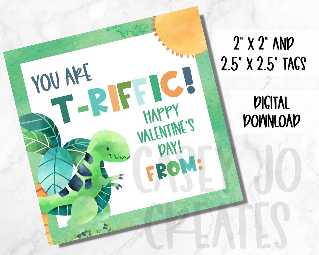 Dinosaur Valentine's Day Printable Tags, Gift Tag, Valentines Cards ...