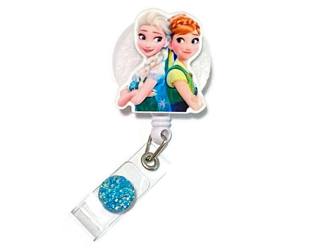 Frozen Retractable ID Badge Reel Resin Planar Badge Holder Nurse Badge ...