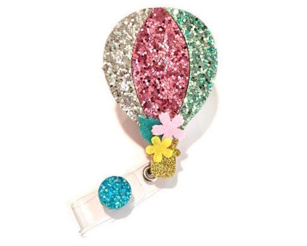 Glitter Hot Air Balloon Retractable ID Badge Holder Felt - Etsy