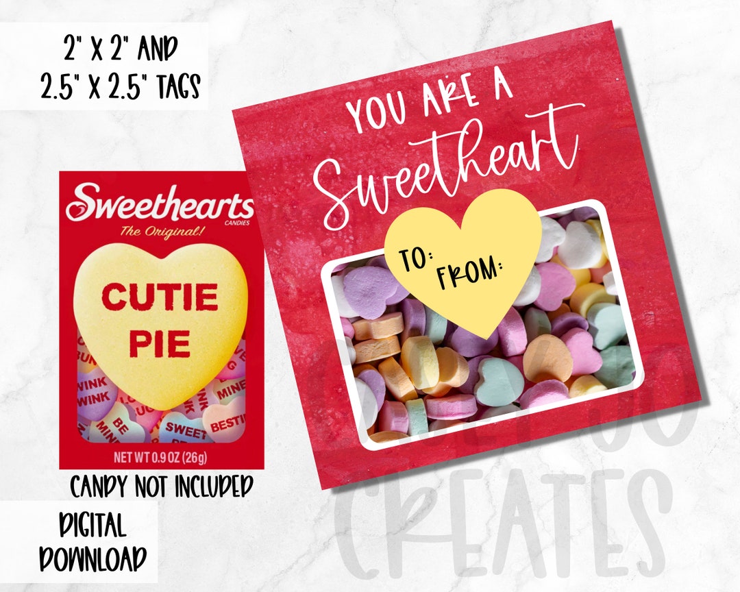 Sweethearts Happy Valentine's Day SQUARE TAG, Gift Tag, Birthday Favor ...