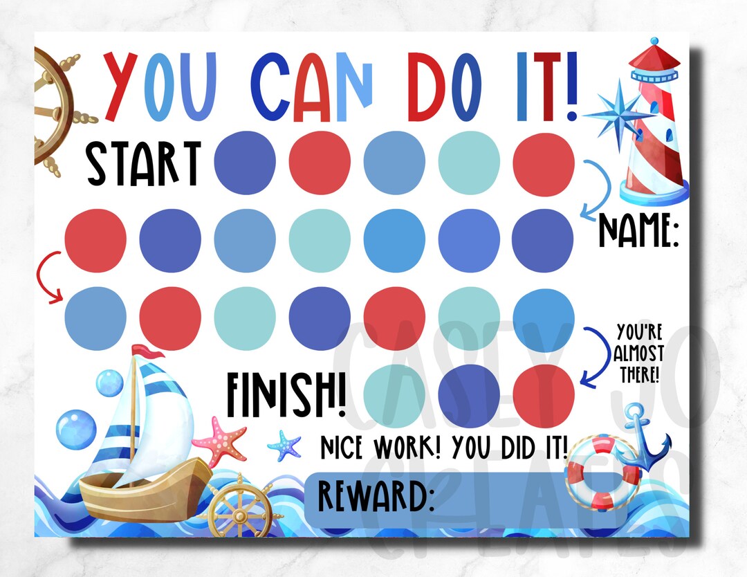 Nautical REWARD CHART, Preschool Printable Chart, Kids Chore Chart ...