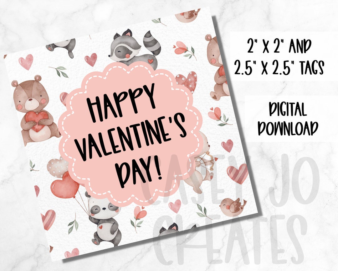 Woodland Animals Valentine's Day Printable Tags, Gift Tag, Valentines ...