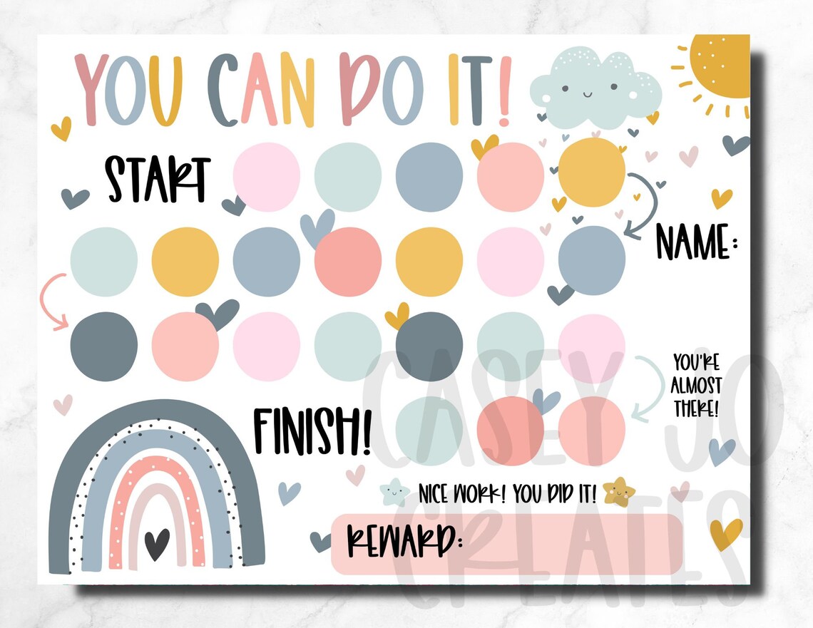 Rainbow REWARD CHART Preschool Printable Chart Kids Chore - Etsy