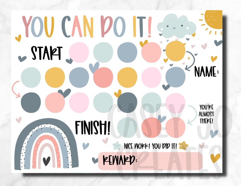 Rainbow REWARD CHART Preschool Printable Chart Kids Chore - Etsy