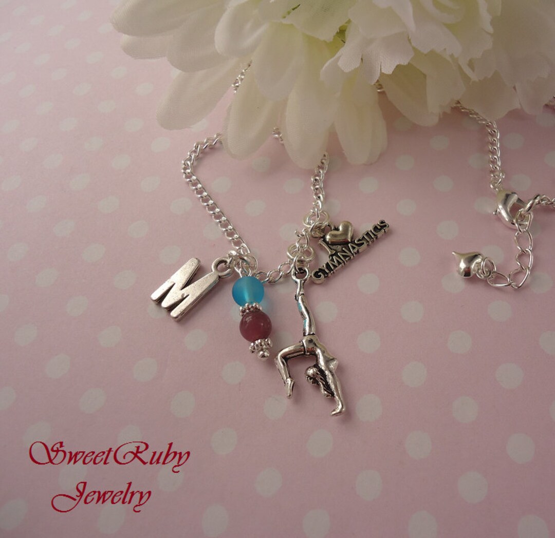 Initial Gymnastics Chain Necklace I Love Gymnastics & Gymnast Many ...