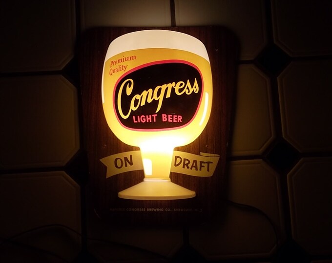 1950s Congress Light Beer Light up Sign Syracuse NY Antique Vintage ...