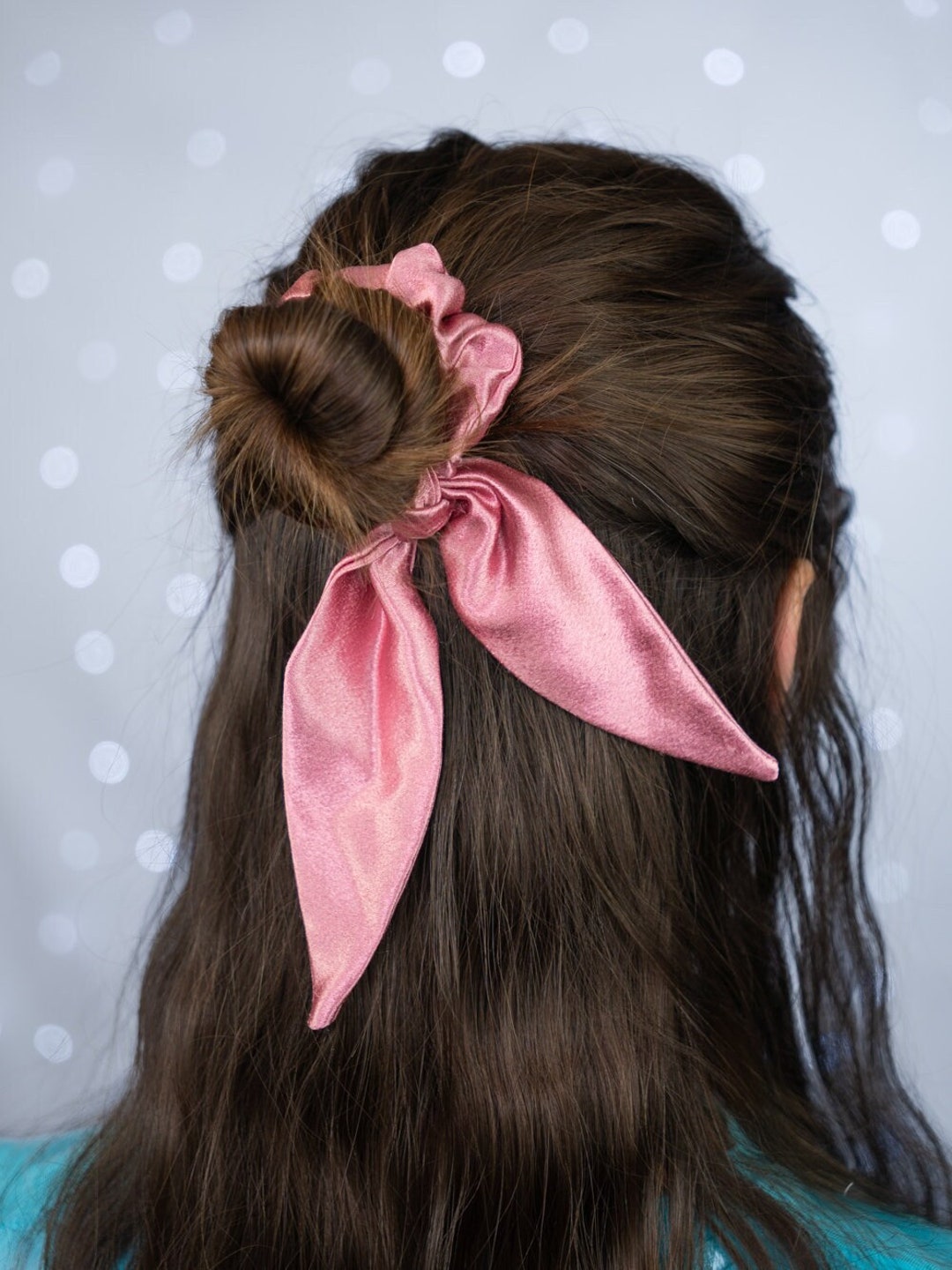 Silky Crepe Satin Skinny Scrunchie With Long Bunny Ear Bow | Style 2 - Etsy