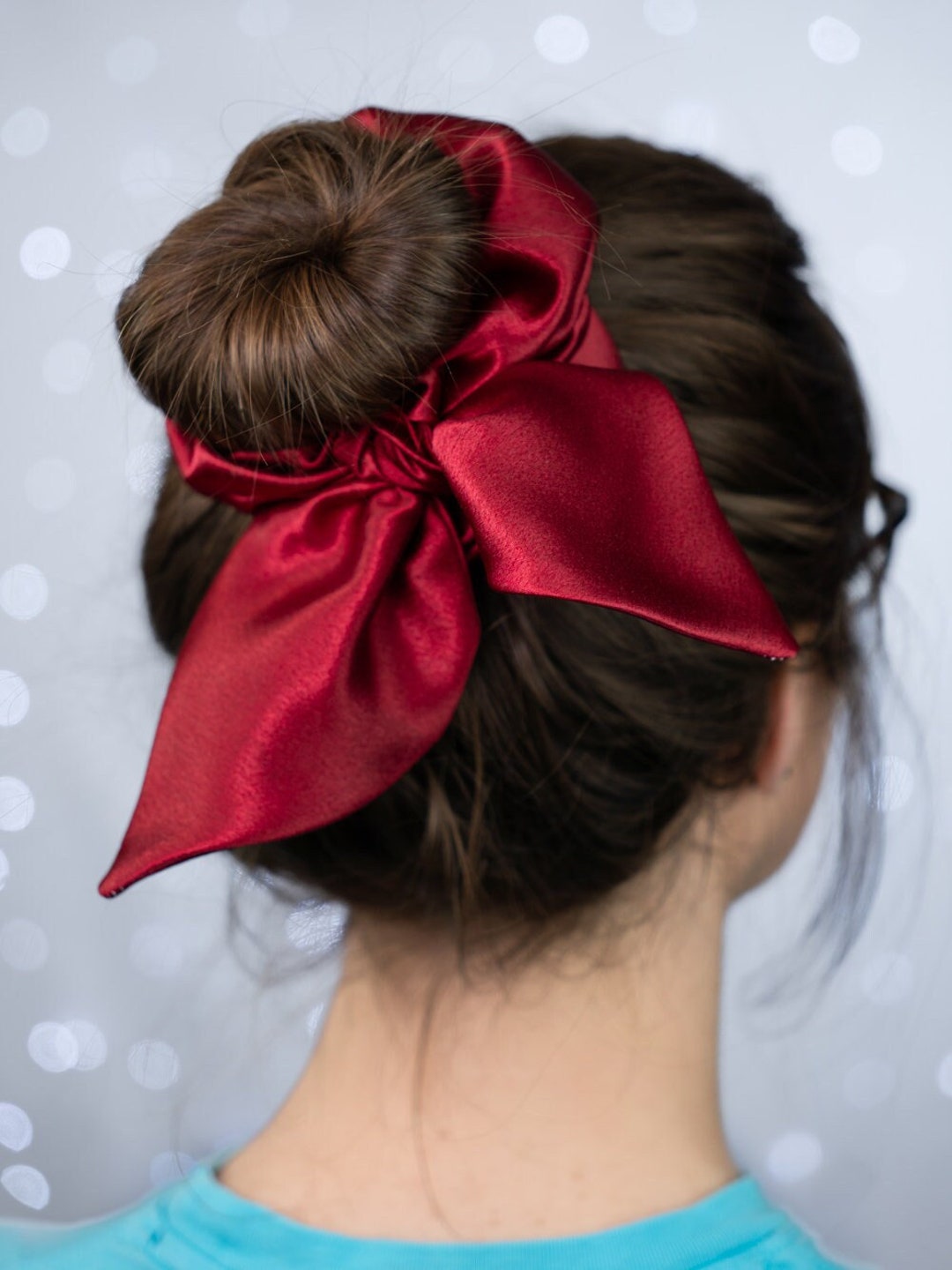 Silky Crepe Satin Scrunchie With Bunny Ear Bow - Etsy