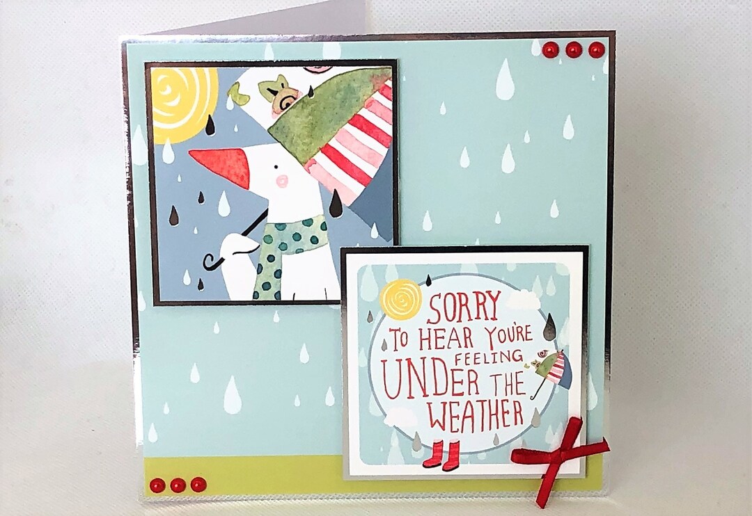 Under the Weather - Handmade Get Well Soon Card, Greetings Card With ...