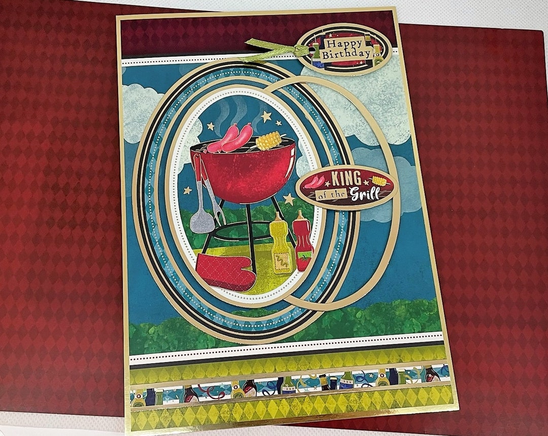 Handmade Male Birthday Card - Greetings Card With BBQ Images, King of ...