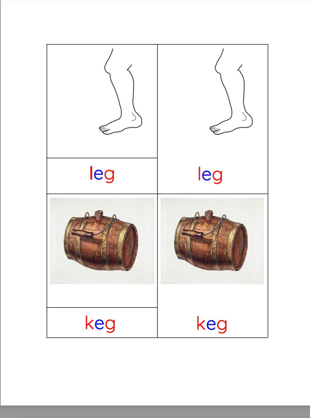 CVC 3 Part Cards for Montessori Teaching. "eg" Family - Etsy