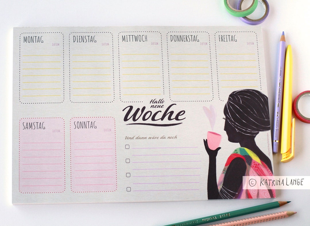 Weekly Planner A4, 50 Sheets Notepad, Desk Planner, Weekly Planner ...