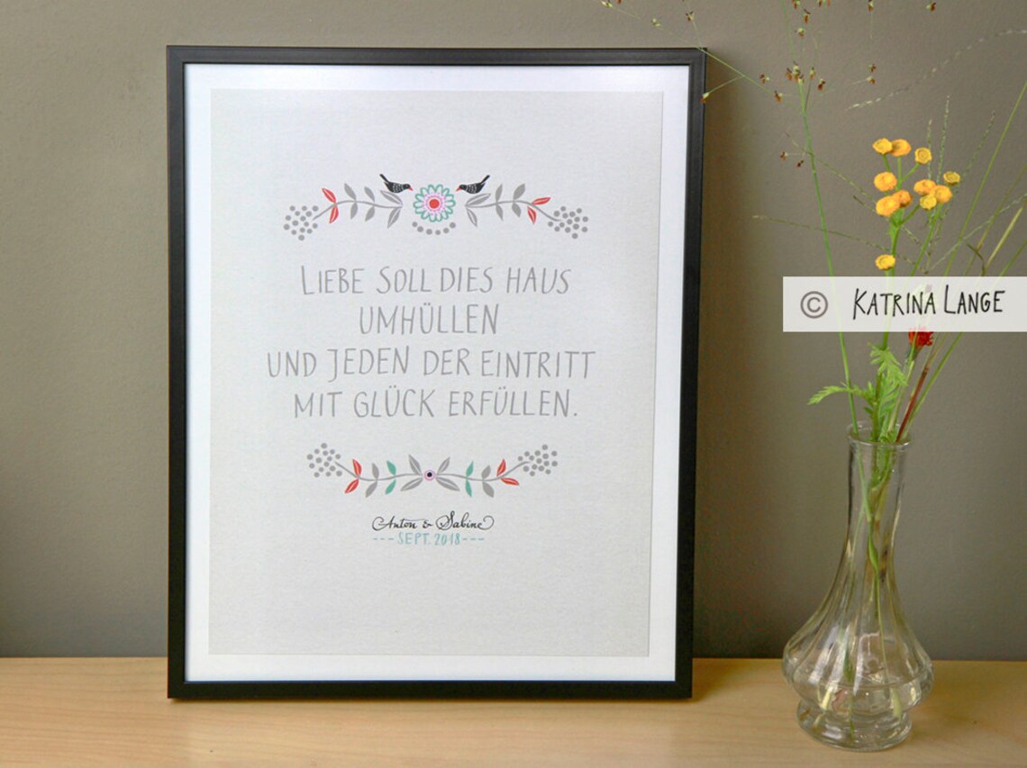 German House Blessing With Calligraphed Names of Your Choice - Etsy