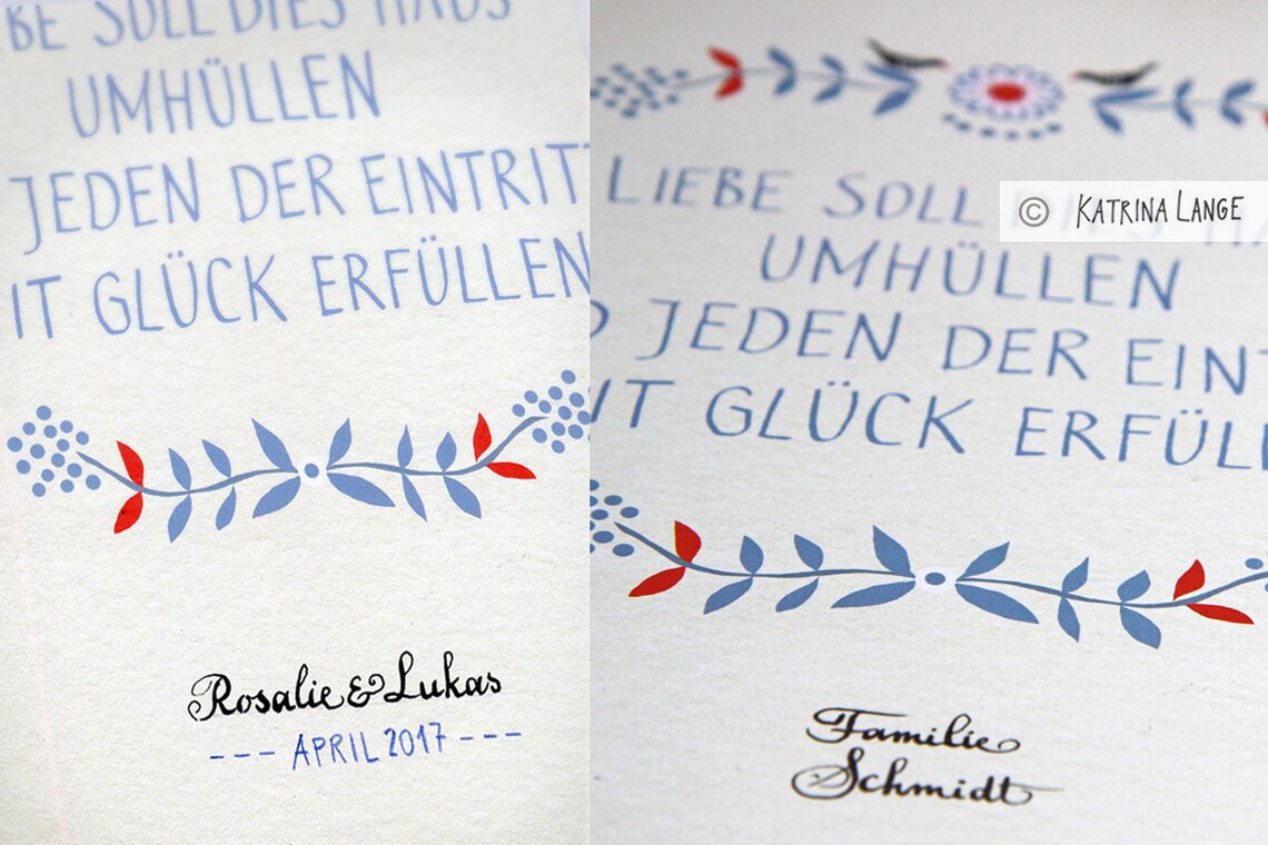 German house blessing with calligraphed names of your choice | Etsy