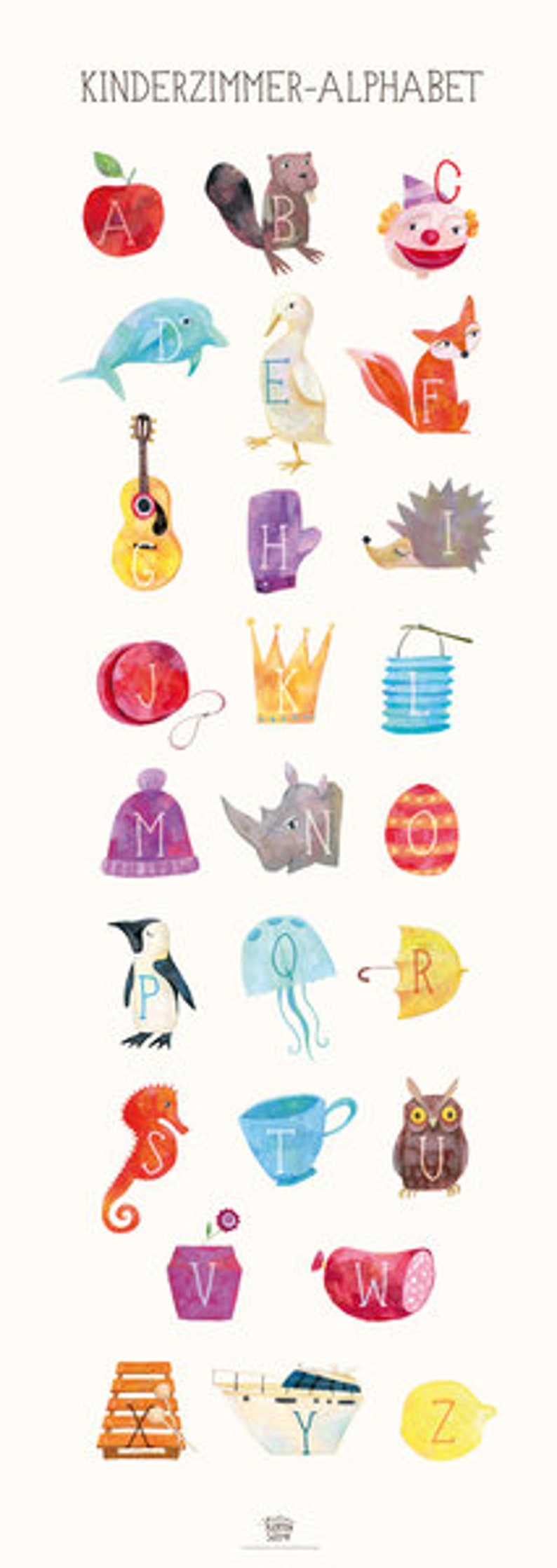 Beautifully Illustrated ABC Poster in Long Slim Format - Etsy
