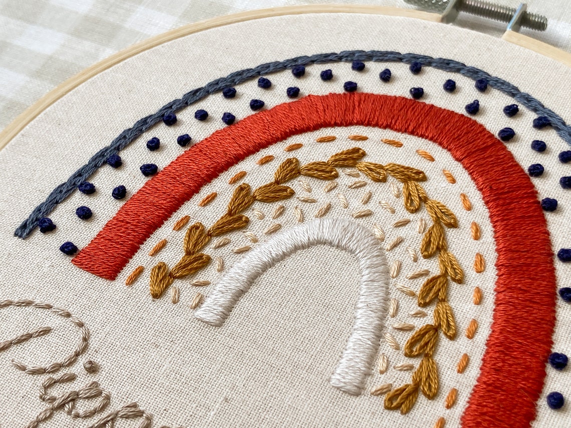 Beginner Boho Rainbow PDF Embroidery Pattern With Custom Name - Etsy ...