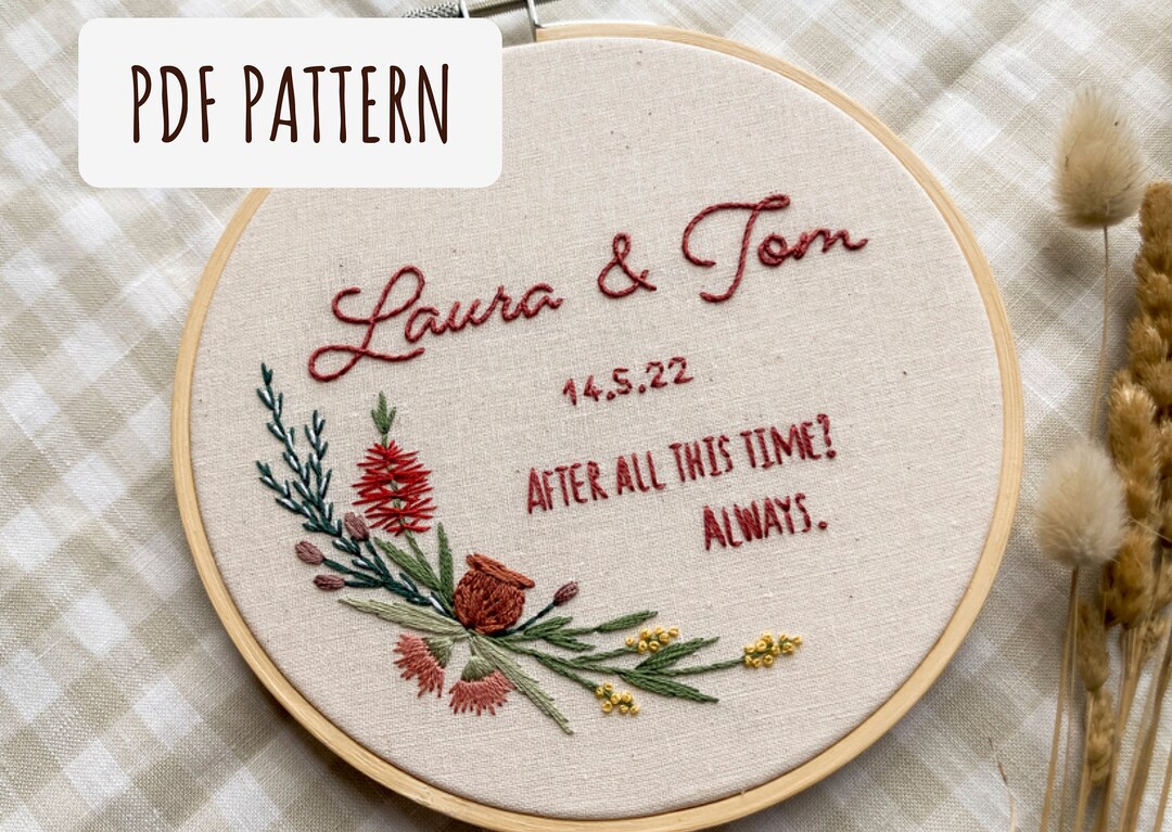 Personalised Anniversary or Wedding Embroidery Hoop Pattern - Etsy
