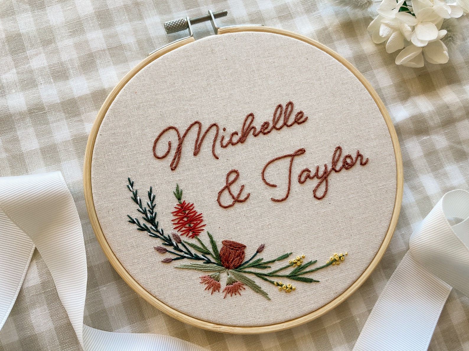 Customised Anniversary or Wedding Embroidery Hoop Pattern With ...