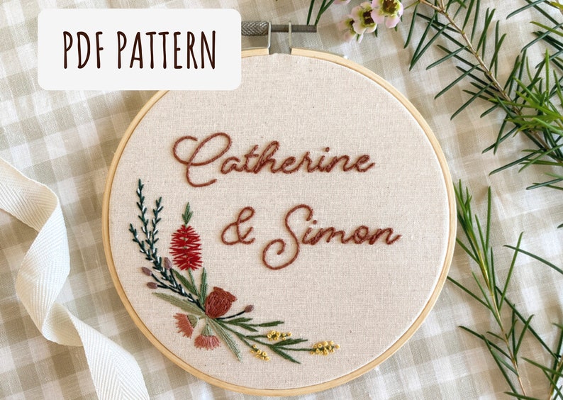Customised Anniversary or Wedding Embroidery Hoop Pattern With - Etsy