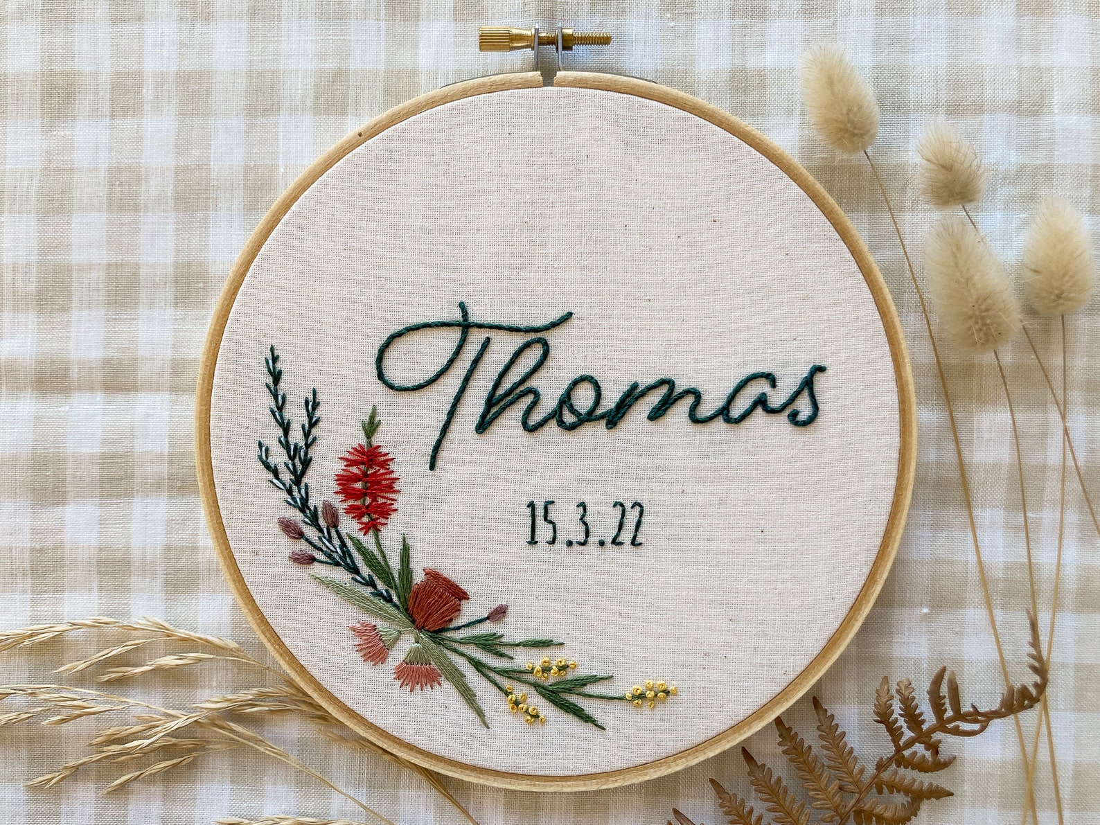 Customised Anniversary or Wedding Embroidery Hoop Pattern With ...