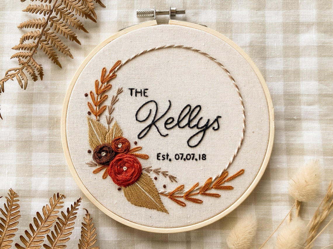 Customised Anniversary or Wedding Embroidery Hoop Pattern | Etsy