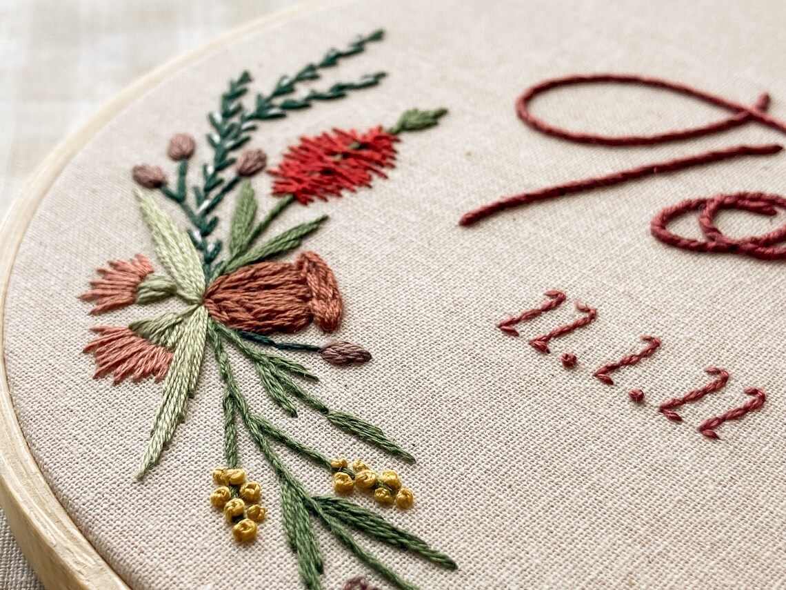 Customised Anniversary or Wedding Embroidery Hoop Pattern With - Etsy