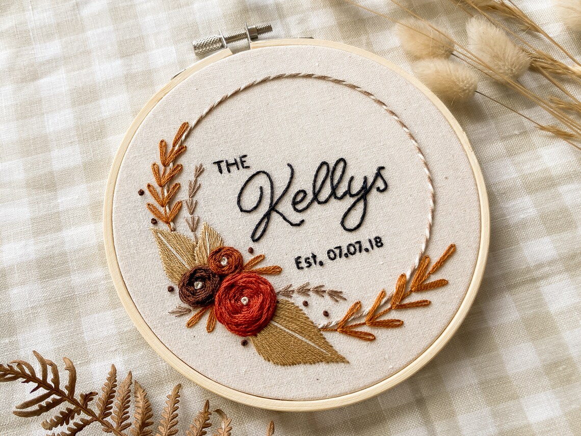 Customised Anniversary or Wedding Embroidery Hoop Pattern | Etsy