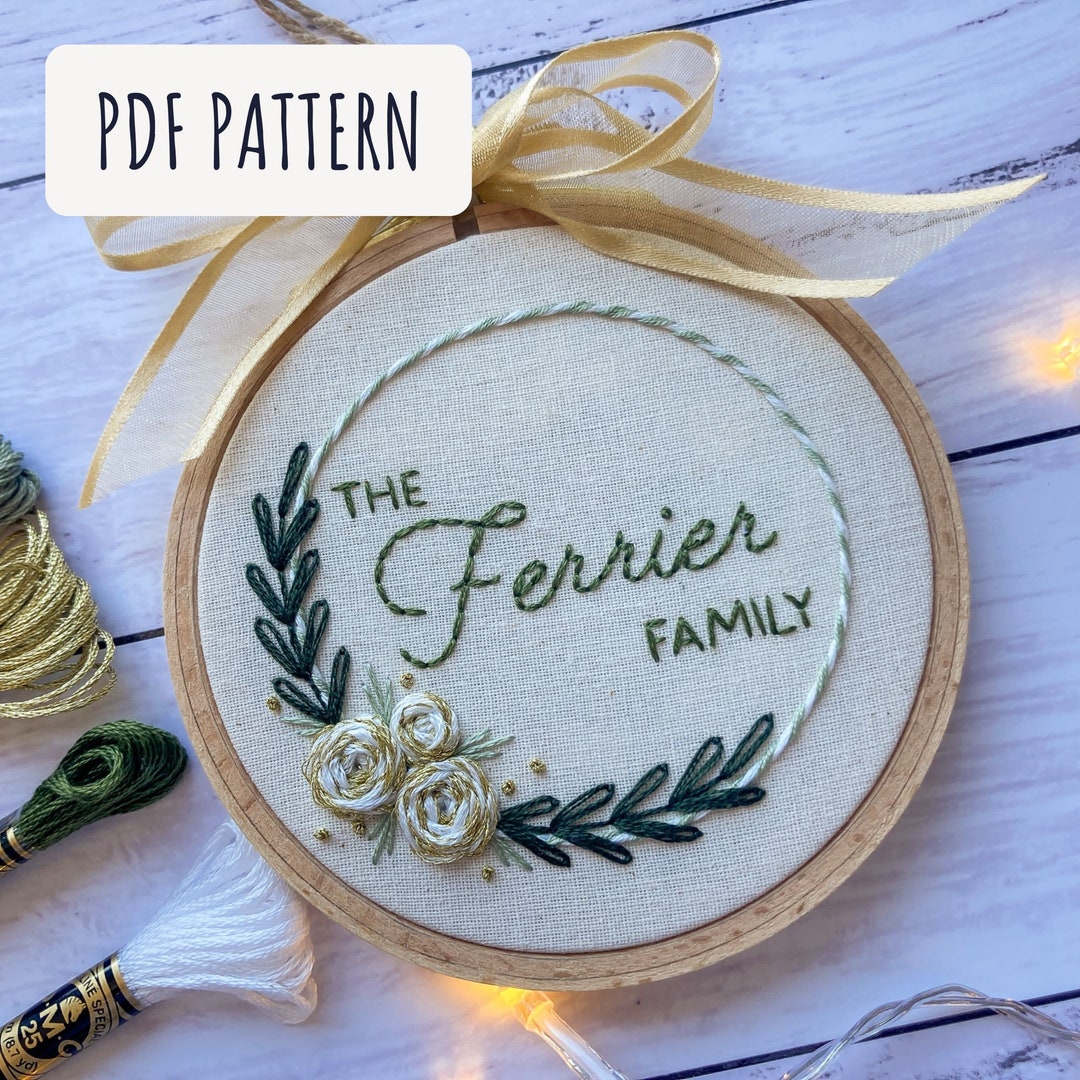 Personalized Christmas Ornament Embroidery Pattern – Family Name (PDF ...