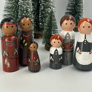 6 Piece Thanksgiving Pilgrim and Native American Doll Set - Etsy