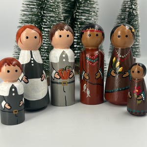 6 Piece Thanksgiving Pilgrim and Native American Doll Set - Etsy