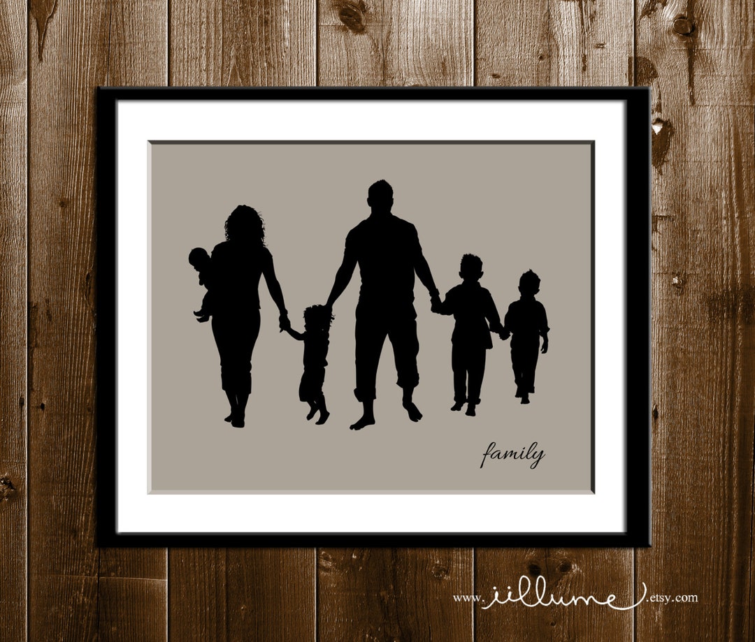 Custom Mother's Day Gift, Silhouette Portrait From Your Photo, Family ...