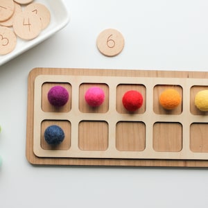 Ten Frame With Counters | Wooden Ten Board / Montessori / Learn to ...