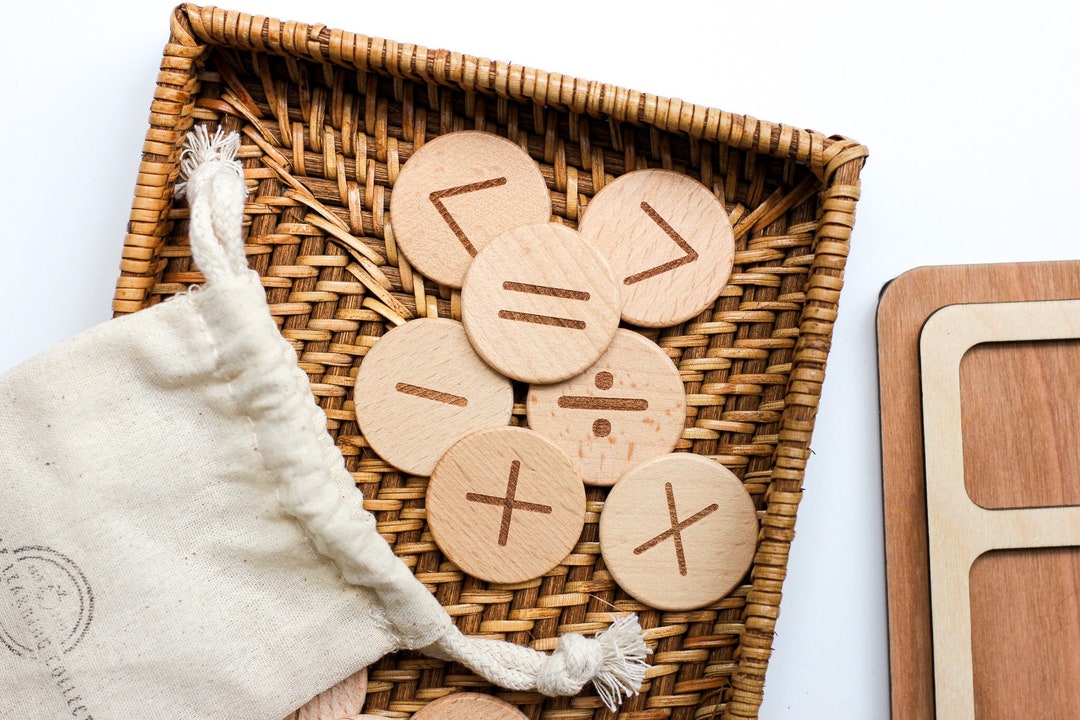 Math Symbol Wooden Coins | Home School | Early Learning Math | Addition ...