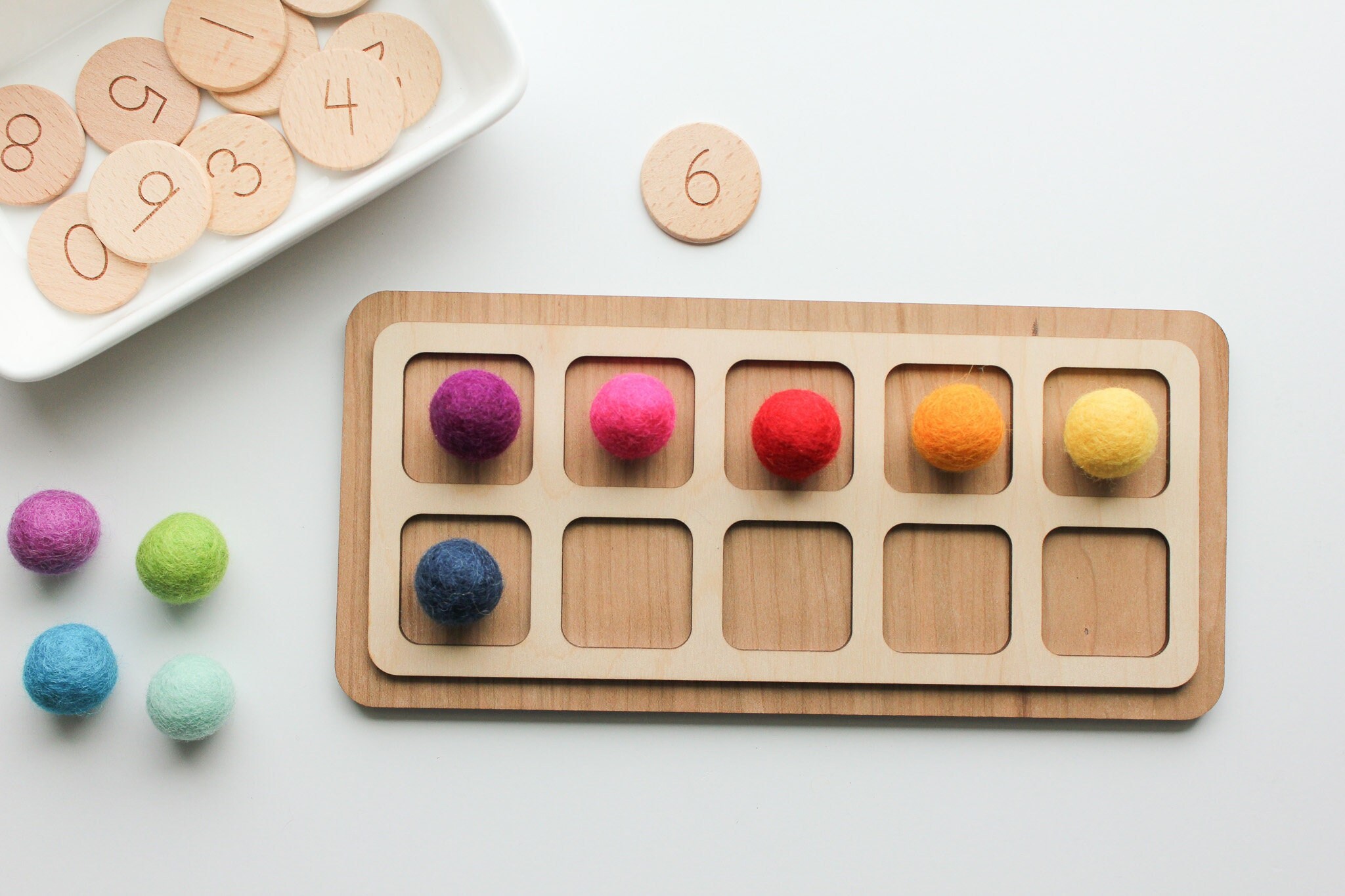 Ten Frame With Counters | Wooden Ten Board / Montessori / Learn to ...