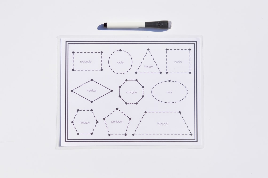 Shapes Tracing Mat Shapes Tracing Worksheet Draw Shapes | Etsy