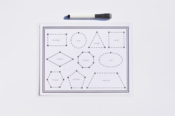 Shapes Tracing Mat Shapes Tracing Worksheet Draw Shapes | Etsy