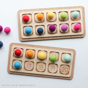 Ten Frame With Counters | Wooden Ten Board / Montessori / Learn to ...