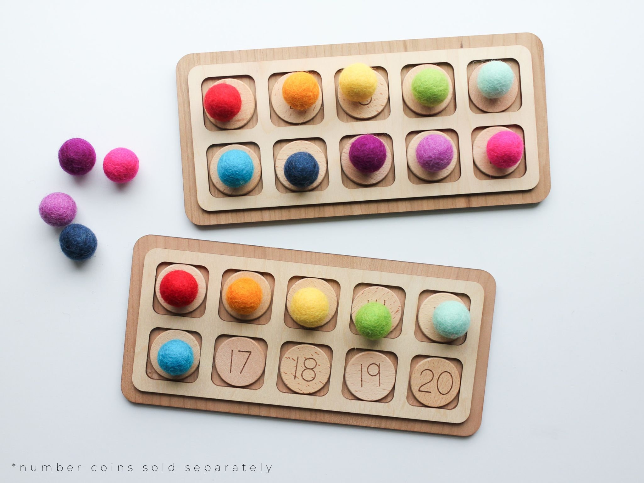 Ten Frame With Counters | Wooden Ten Board / Montessori / Learn to ...