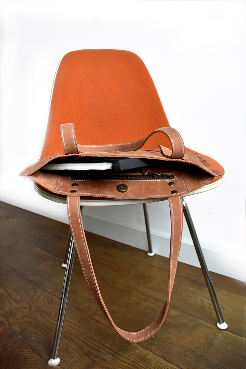 Cognac Colored Flat Constructed Shoulder Bag Brown Leather - Etsy