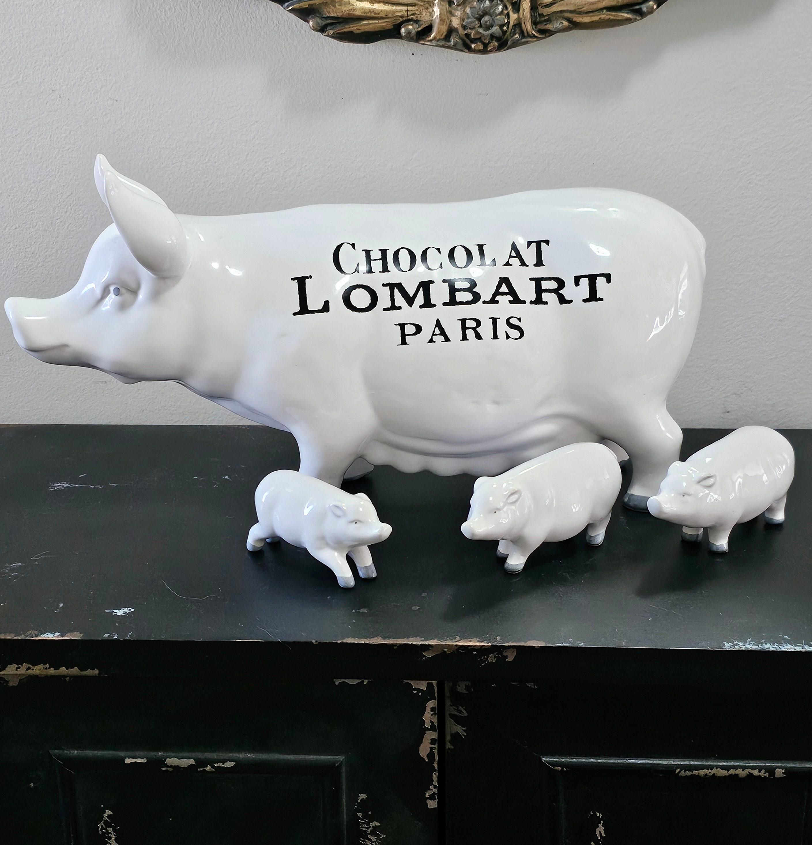 Rare Pottery French Pig and Piglets Lombart Chocolat Paris 16 - Etsy