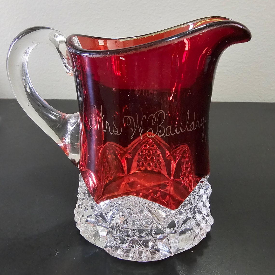 EAPG Antique Ruby Red Flashed, Cut & Pressed Pitcher Glass 1906 ...