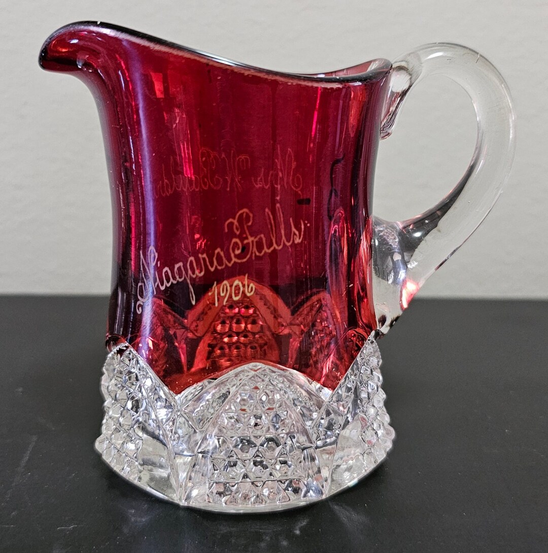 EAPG Antique Ruby Red Flashed, Cut & Pressed Pitcher Glass 1906 ...