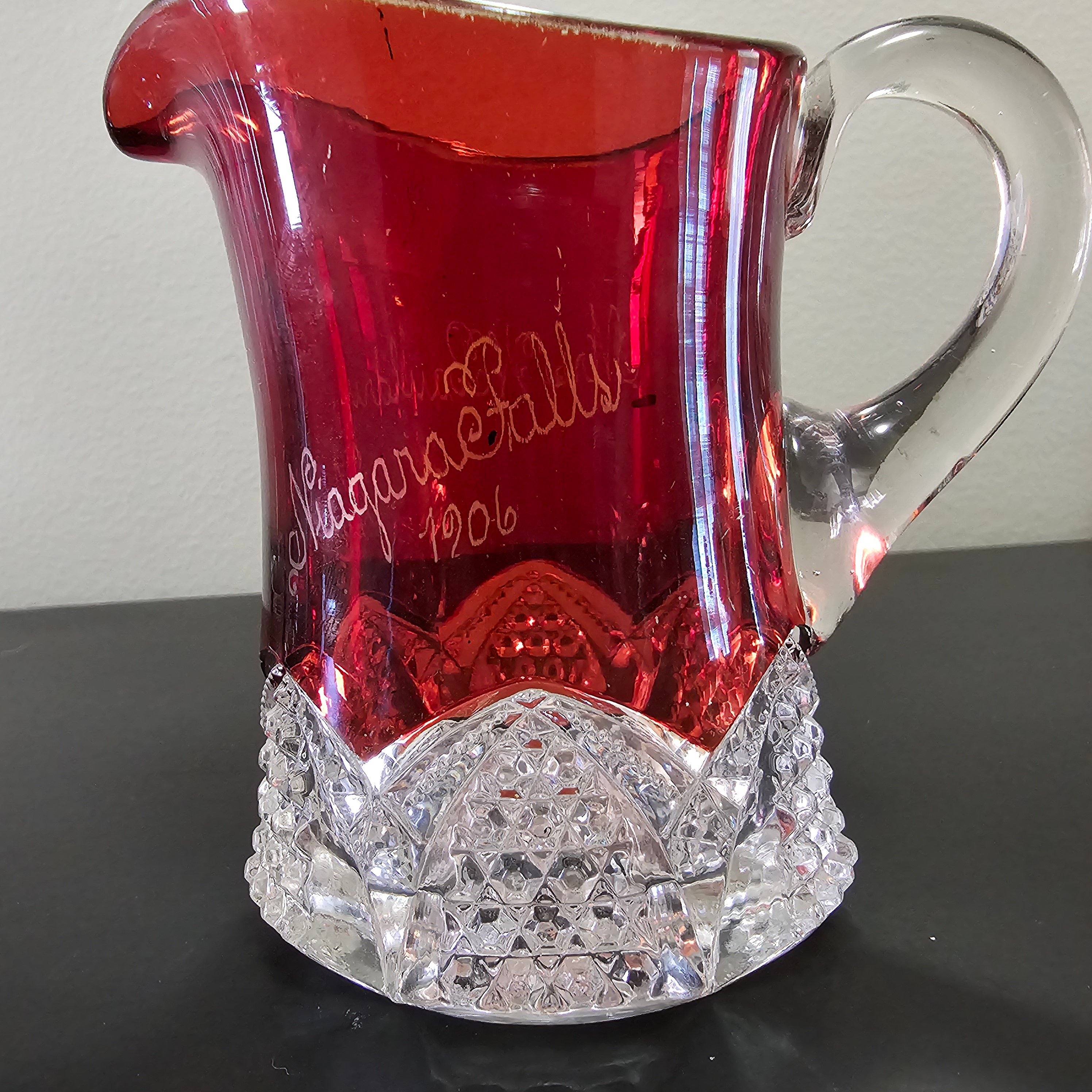 EAPG Antique Ruby Red Flashed, Cut & Pressed Pitcher Glass 1906 ...